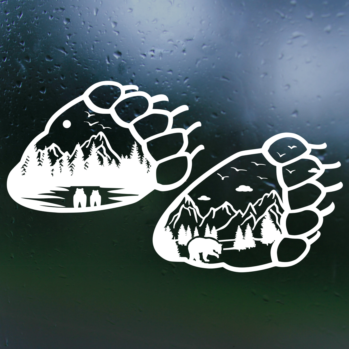 Die Cut Vinyl Bear Paw Outdoor Scene Decal - Vehicle Decal, Camper Dec ...