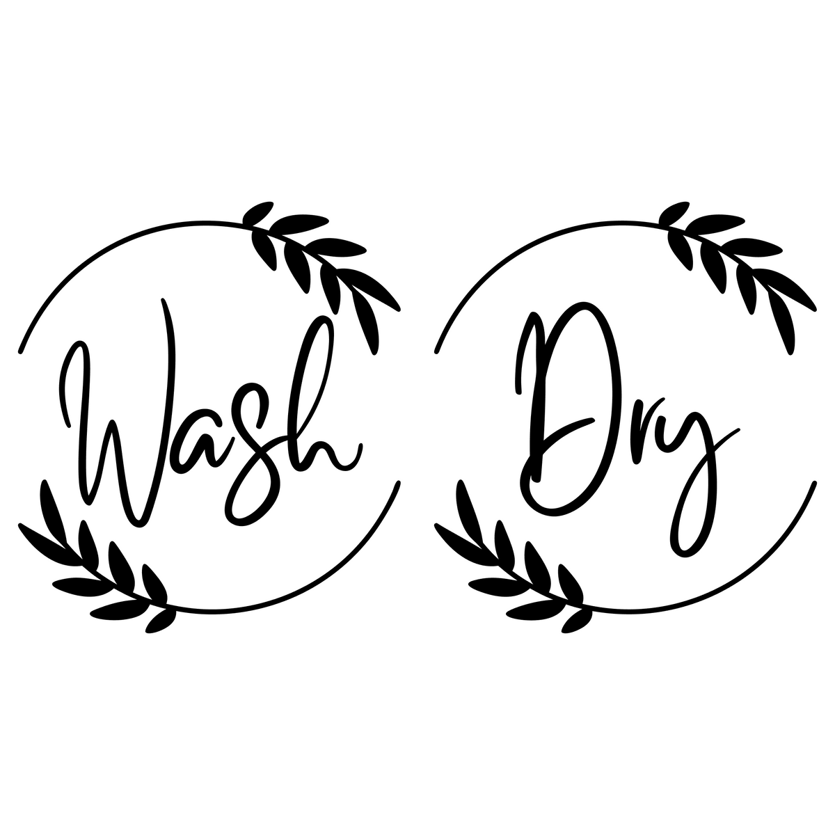 2 PC Die Cut Vinyl Line Art Leaf Wreath "Wash" & "Dry" Decal Pack – Get ...