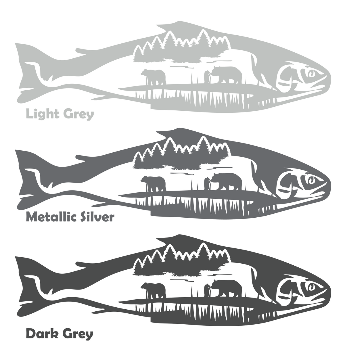 Dye Cut Vinyl Salmon Scene Decal - Car Decal, Truck Decal, Camper Deca ...