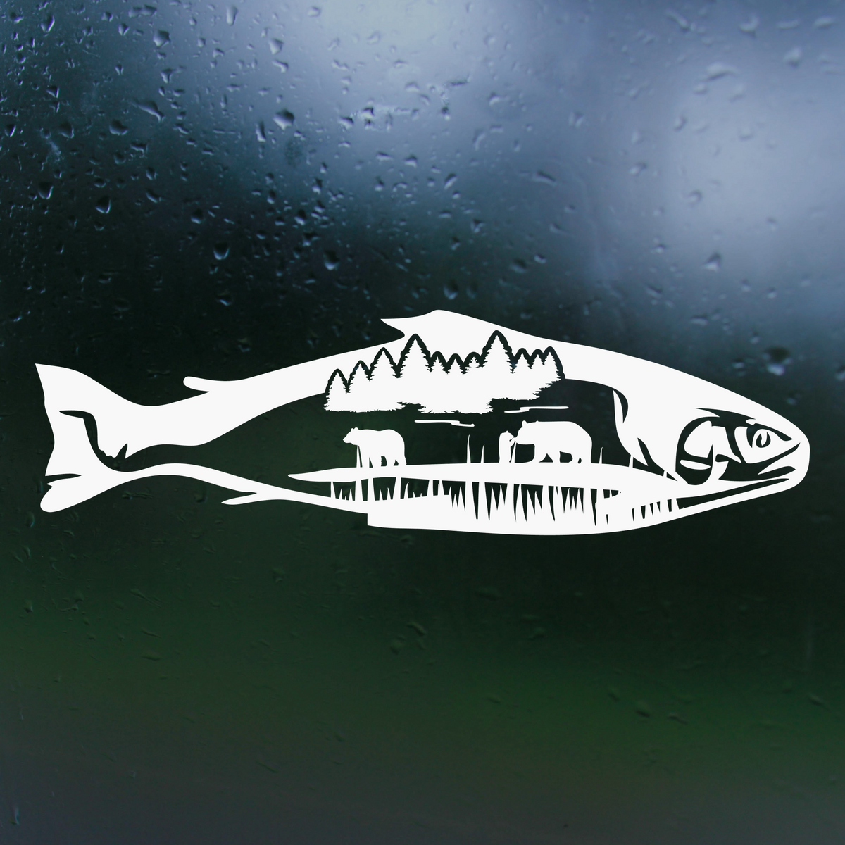 Die Cut Vinyl Salmon Scene Decal - Car Decal, Truck Decal, Camper Deca ...