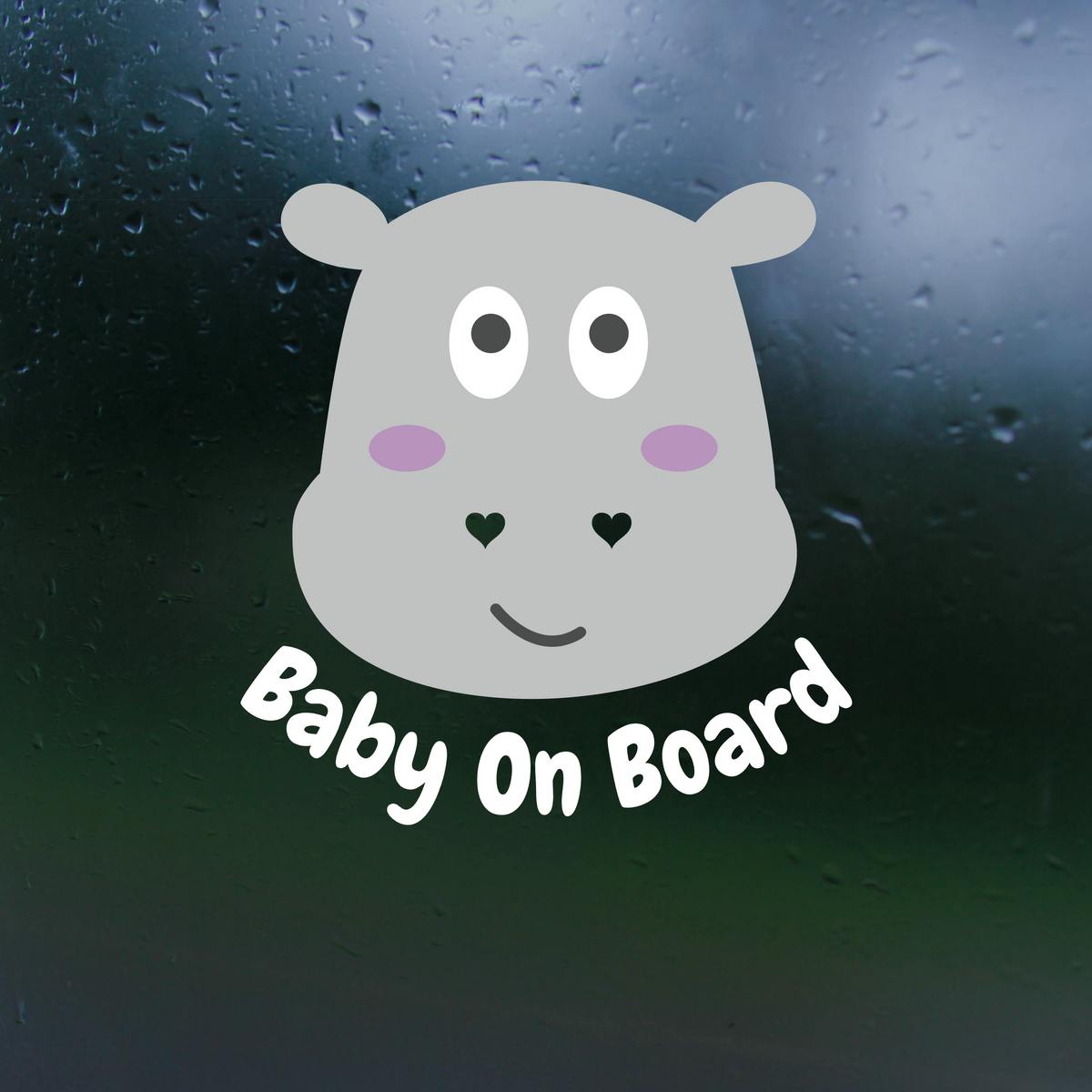 Die Cut Vinyl Multi Color Hippo Baby On Board Car / Truck / Window Dec ...