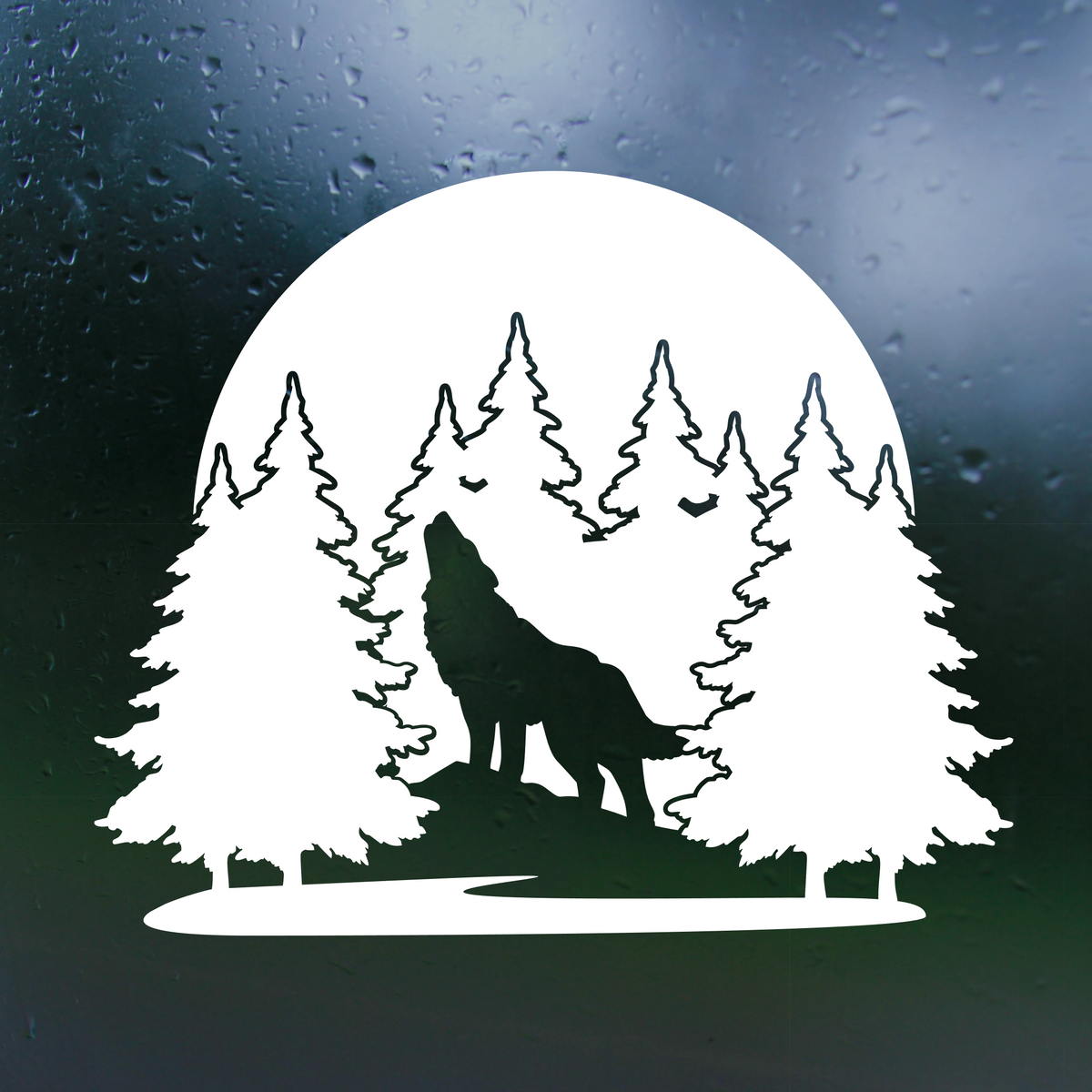 Die Cut Vinyl Howling Wolf In Forest Decal – Get Decaled